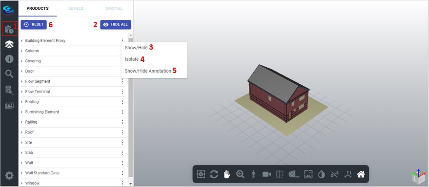 Fulcrum Help | How do I view the products or elements in a model?
